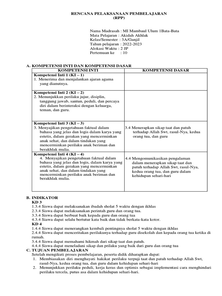 RPP1 | PDF | Karier & Perkembangan