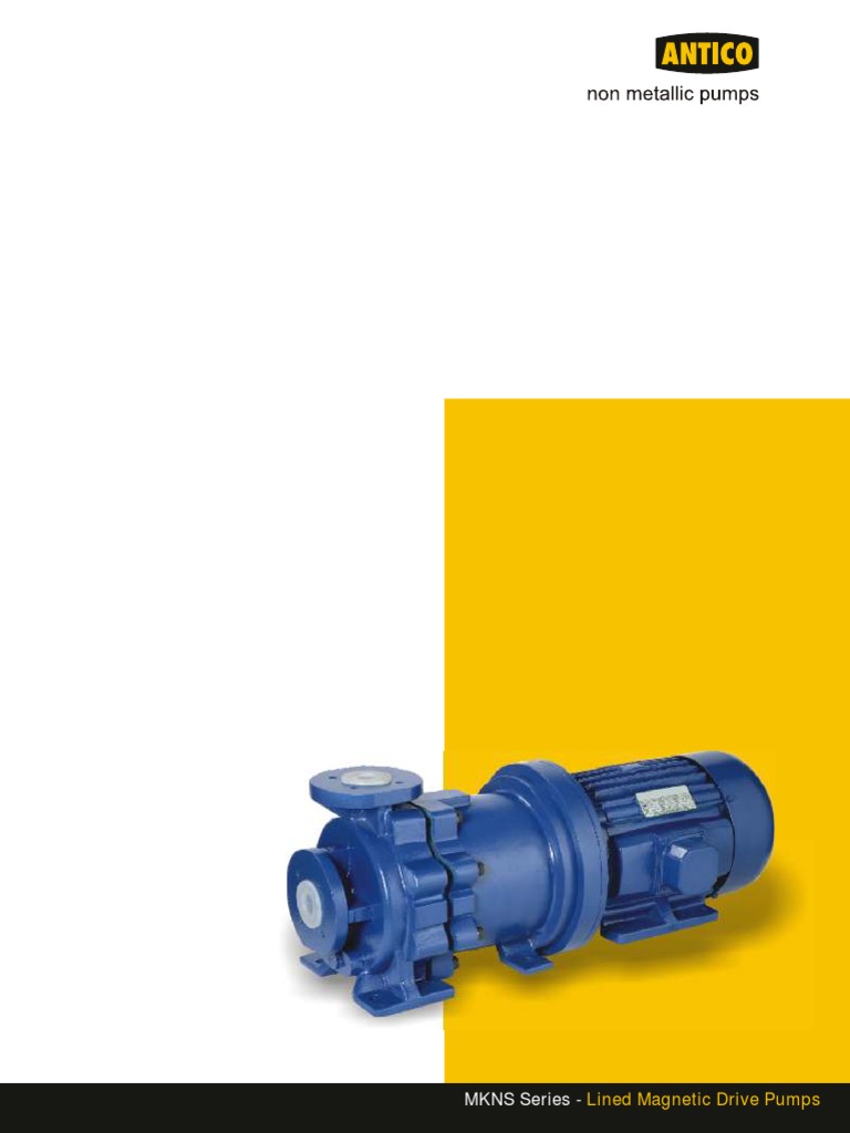 MKNS PFA Lined Magnetic Drive Pumps | PDF | Pump | Electric Motor