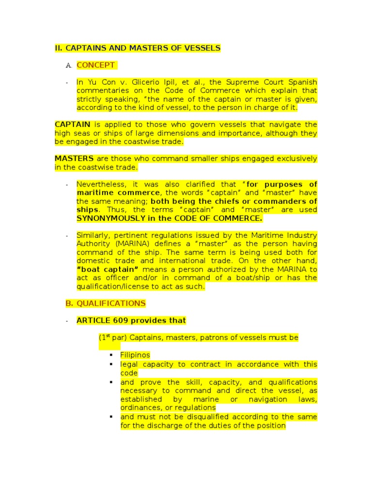 II. Captains and Masters of Vessels | Maritime Pilot | Sea Captain