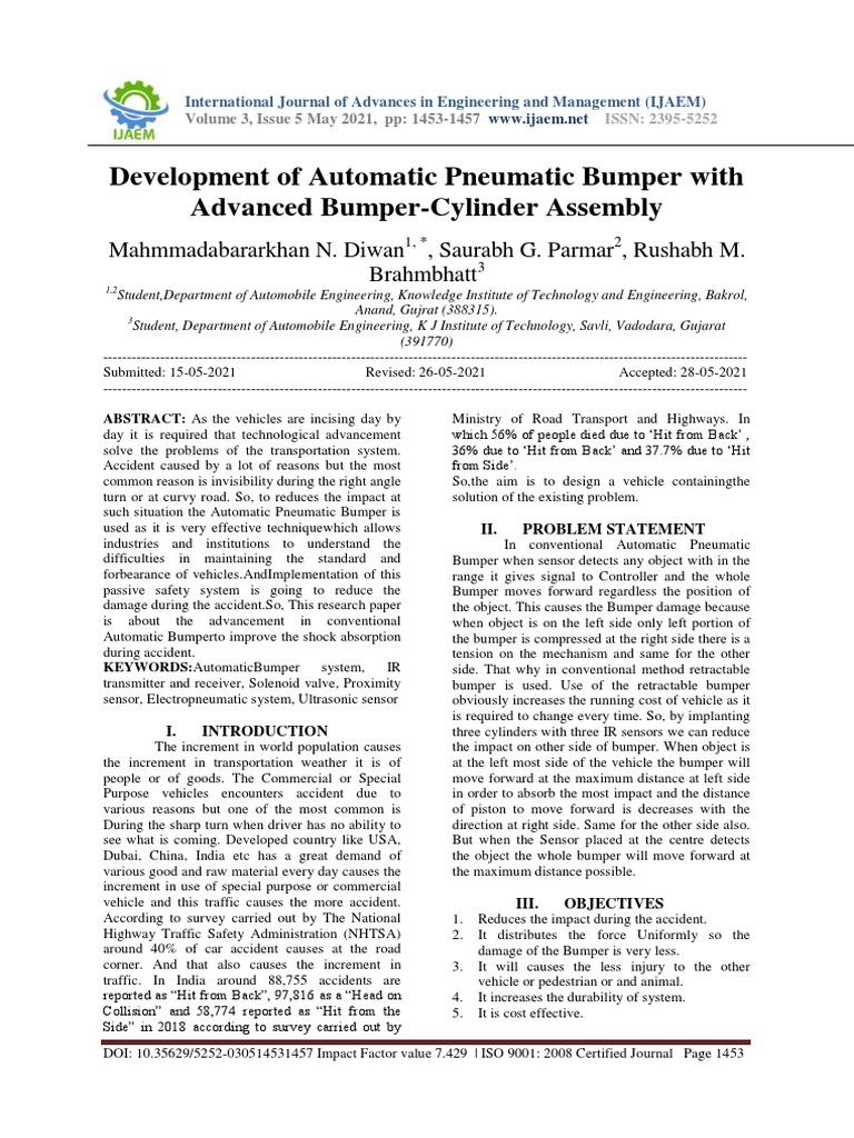 Development of Automatic Pneumatic Bumper With Advanced Bumper Cylinder ...