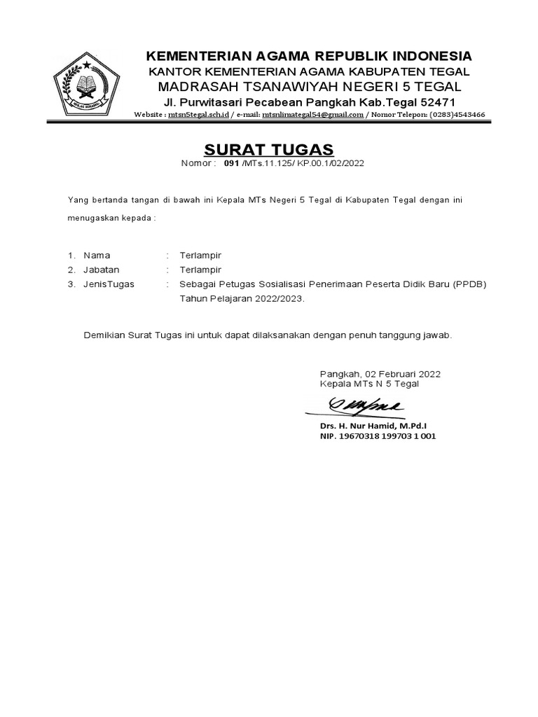 SURAT TUGAS SOSIALISASI 2022 Cetak | PDF