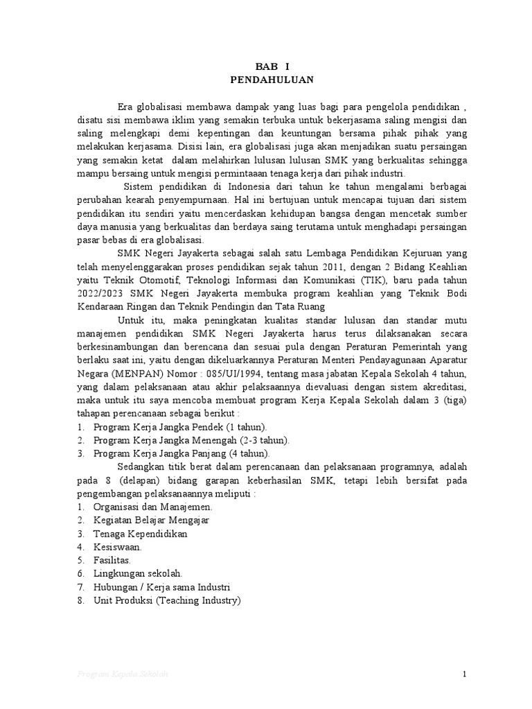 Program Kerja SMK | PDF
