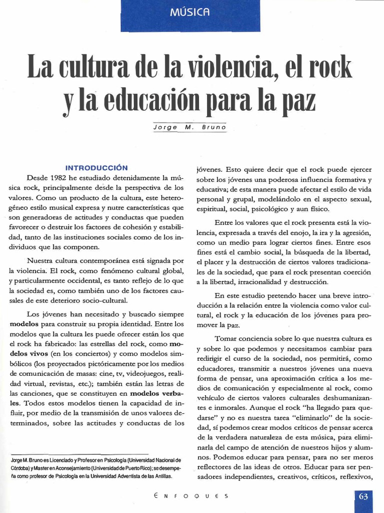 La Cultura Del Rock y Violencia | PDF | Violencia | Ira