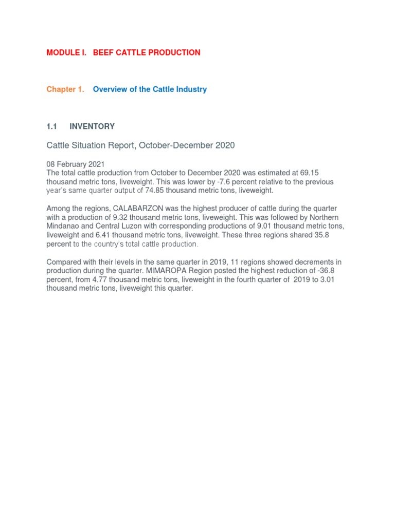 Cattle Industry Report Q4 2020 | PDF | Cattle | Calf