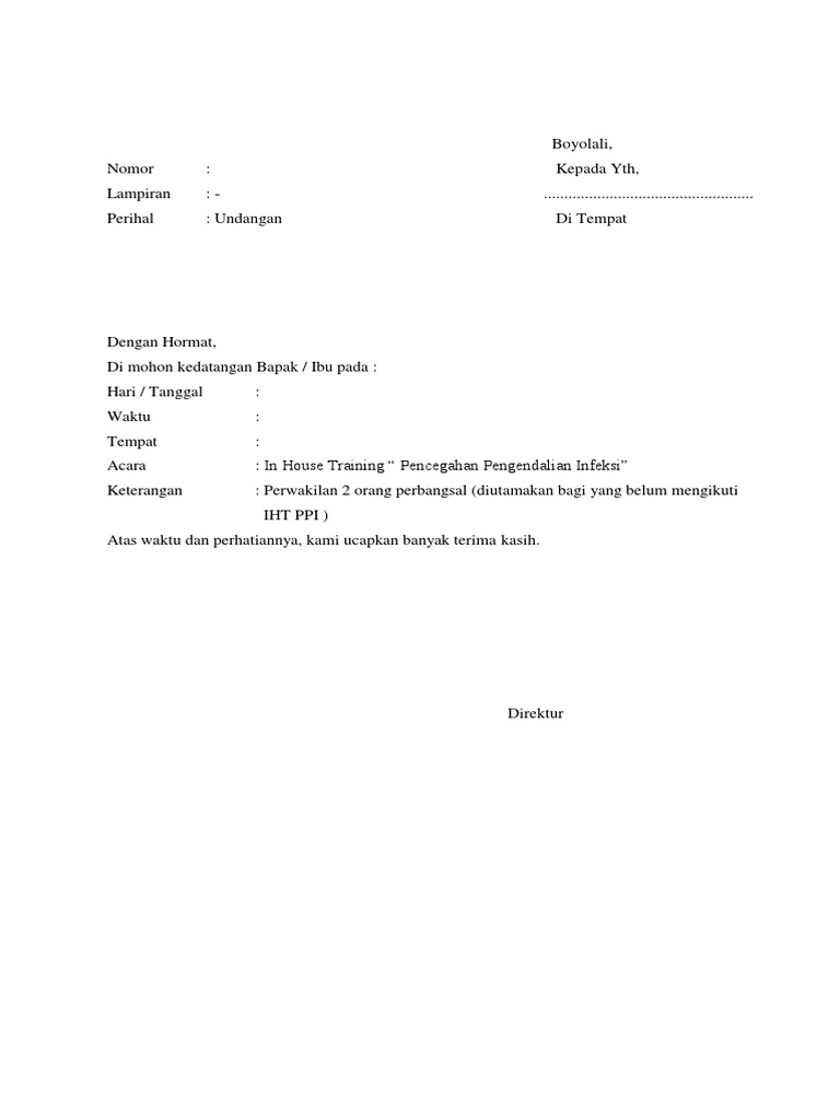 Undangan In House Training PPI | PDF
