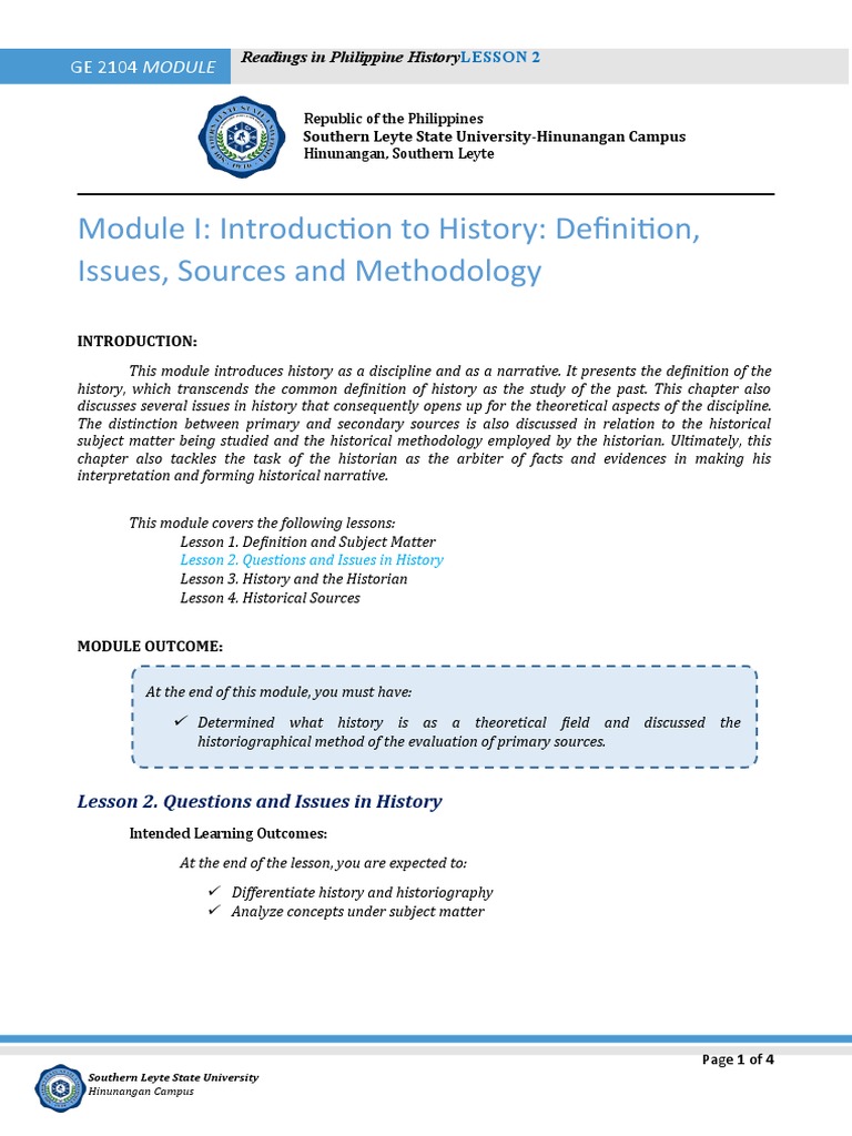 Module 1 - Lesson 2 | PDF | Historiography | Historian