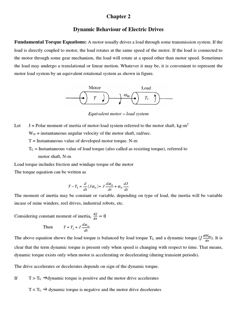 Dynamic Behaviour of Electric Drives: Fundamental Torque Equations ...