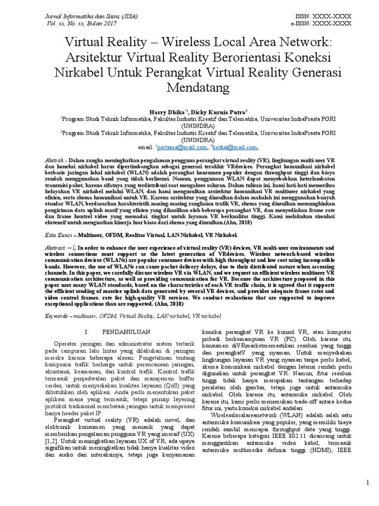 Jurnal Virtual Reality - Wireless Local Area Network | PDF | Komputer | Teknologi & Rekayasa