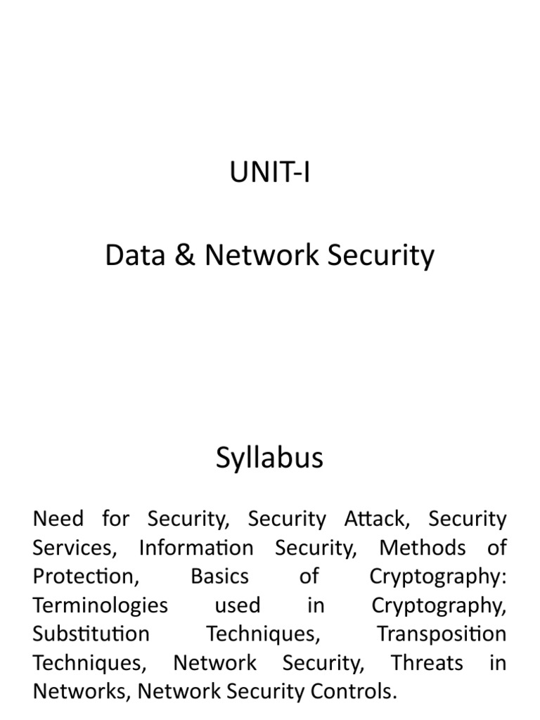 Unit I Data And Network Security Pdf Security Computer Security