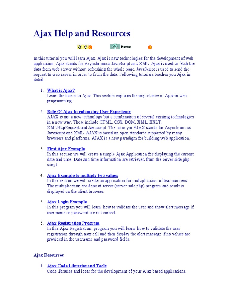 Ajax Help and Resources | PDF | Ajax (Programming) | World Wide Web