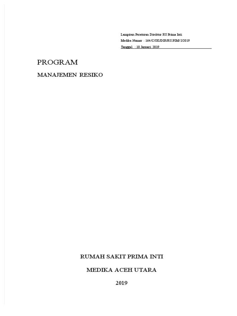 PDF Program Manajemen Risiko Rs | PDF | Ilmu Sosial | Pengembangan Diri