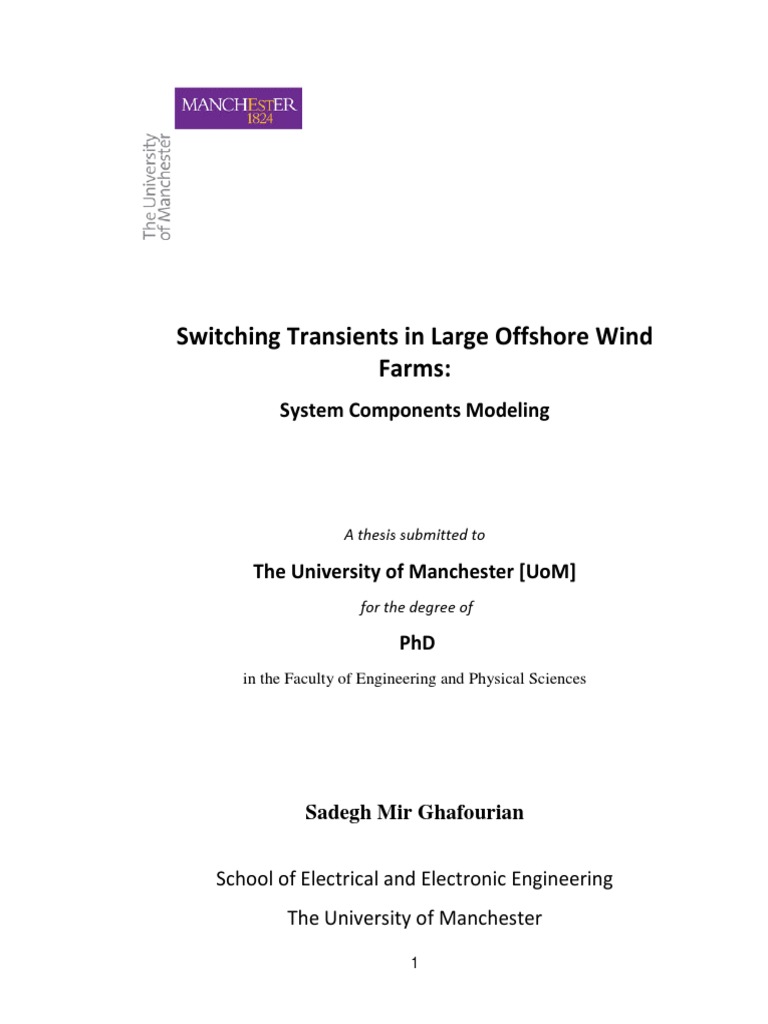 Switching Transients In Large Offshore Wind Farms System Components Modeling Pdf