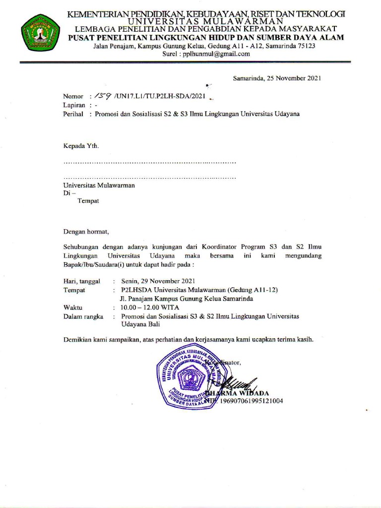 Surat Undangan Promosi S2&S3 | PDF