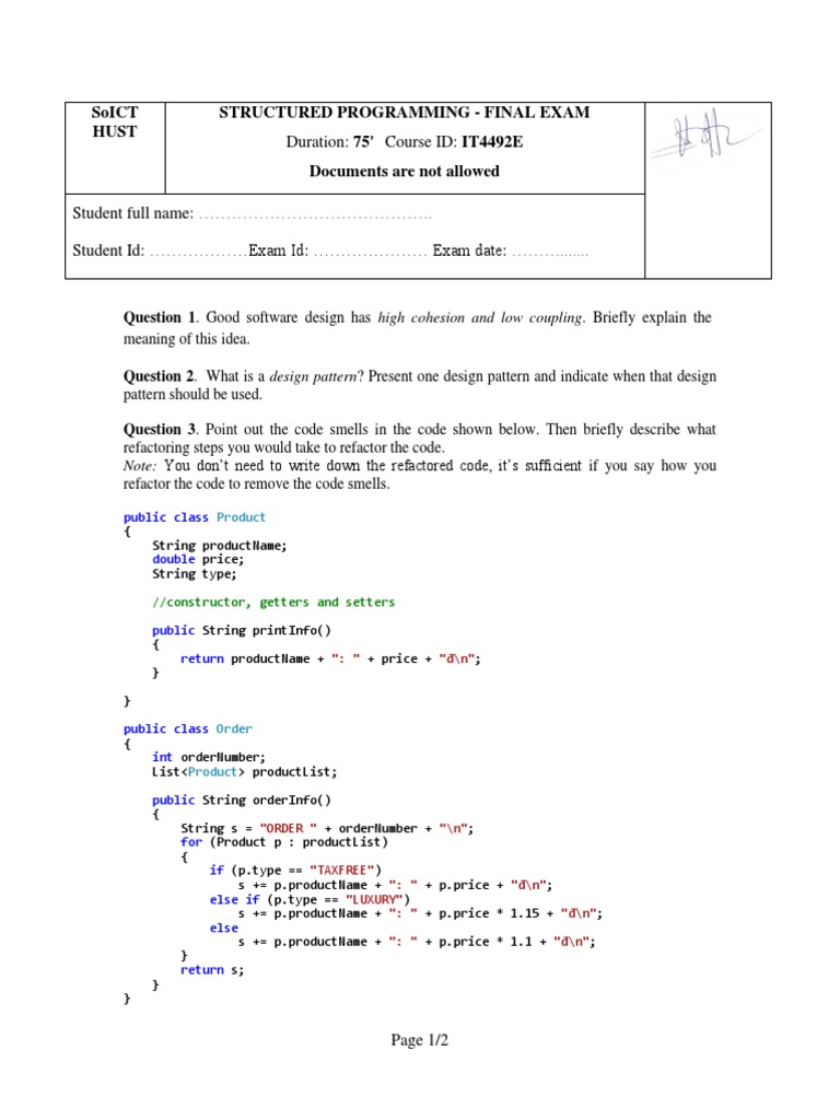 Structured Programming Exam 20211 Pdf