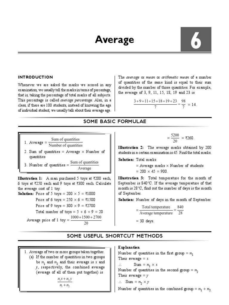 Average Pdf Percentage Mean