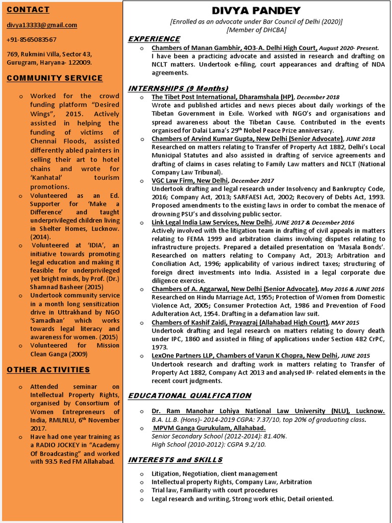 CV Divya Pandey | PDF | Justice | Crime & Violence