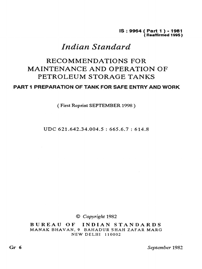 IS 9964 - Part1 | PDF | Steam | Oxygen