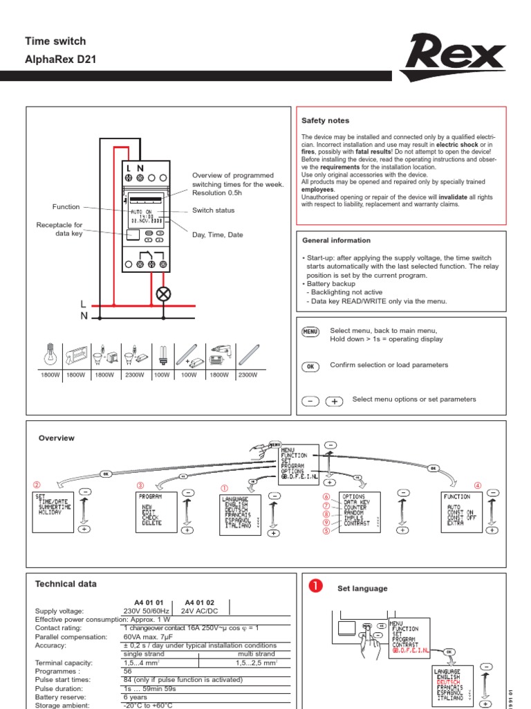 Manual Rex 2000 | Switch | Electricity