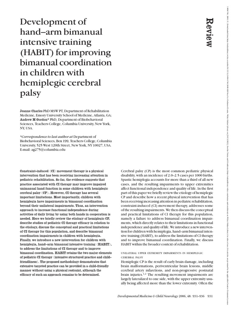 Develop Med Child Neuro - 2007 - Charles - Development of Hand Arm ...