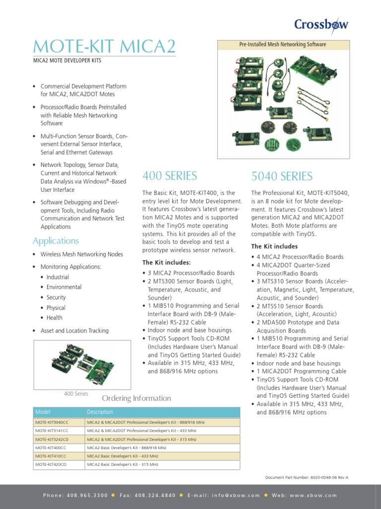 MOTE-KIT MICA2 Datasheet | PDF | Computer Network | Computer Hardware