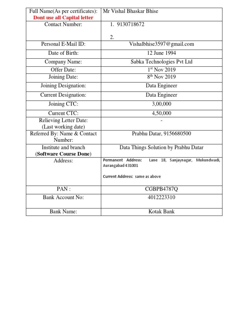 Vishal Online Registration | PDF