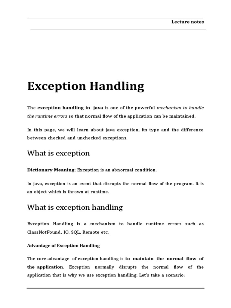 Exception Handling Pdf Java Programming Language Method Computer Programming 4366