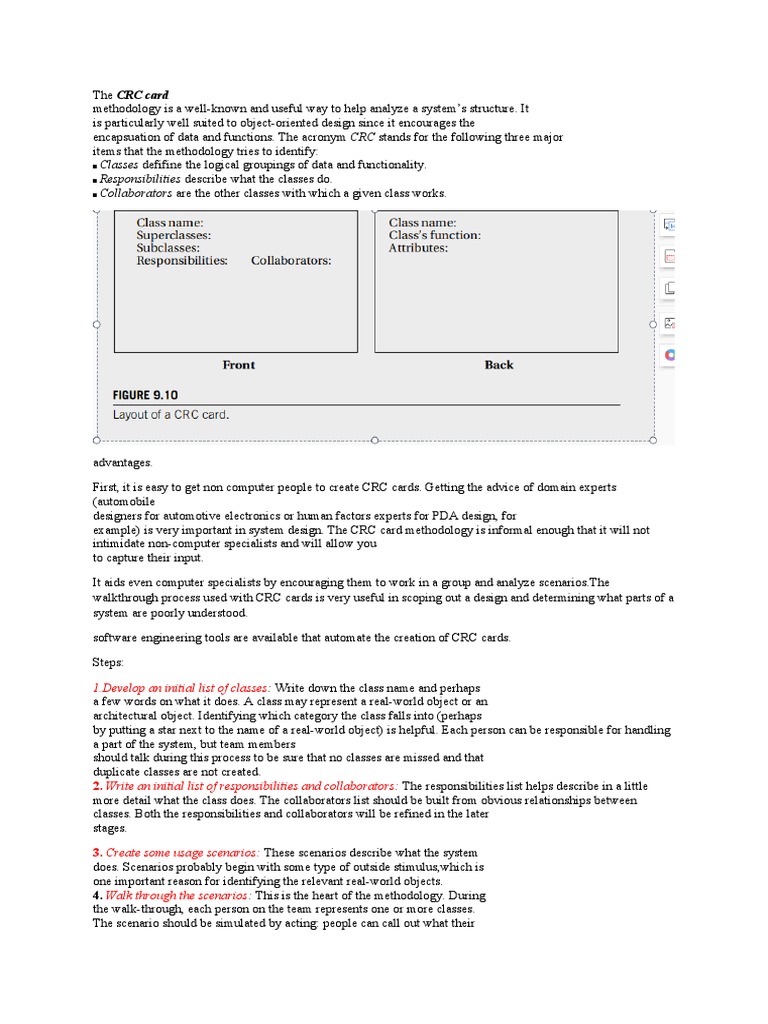 The Crc Card Pdf Class Computer Programming Object Computer Science 8879