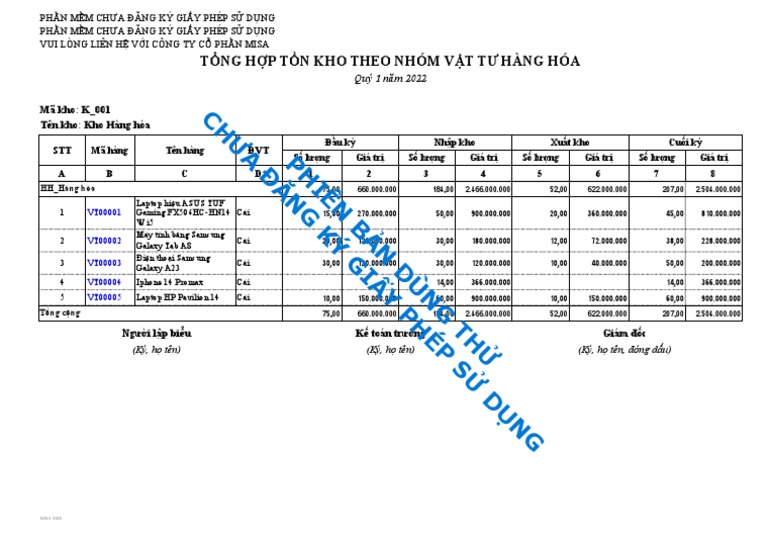 Bảng Th Vthh | PDF
