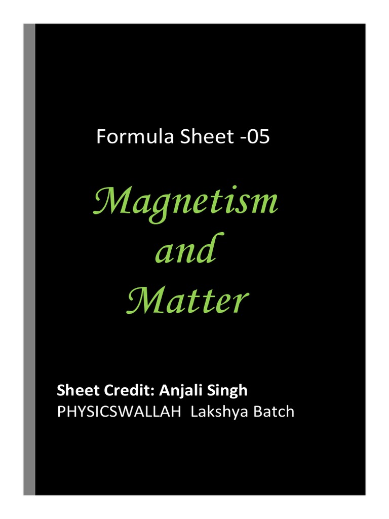 Formula Sheet (Anjali Singh) | PDF