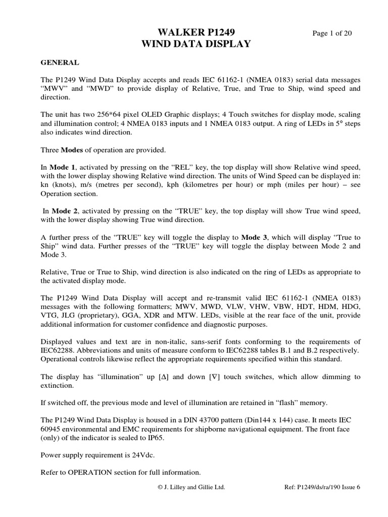 P1249 Wind Data Display - Issue 6 - ECO 0085 Inc Drawings | PDF | Input ...