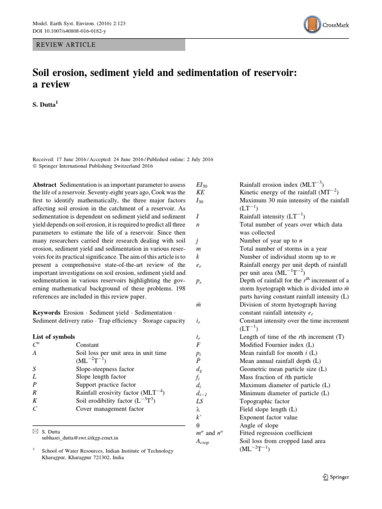 Soil Erosion, Sediment Yield and Sedimentation of Reservoir | PDF ...