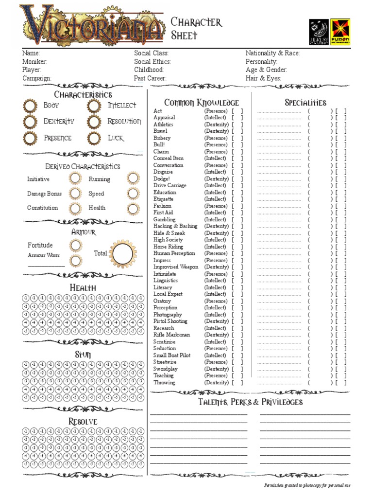 Victoriana-1st-Edition-Character-Sheet | PDF