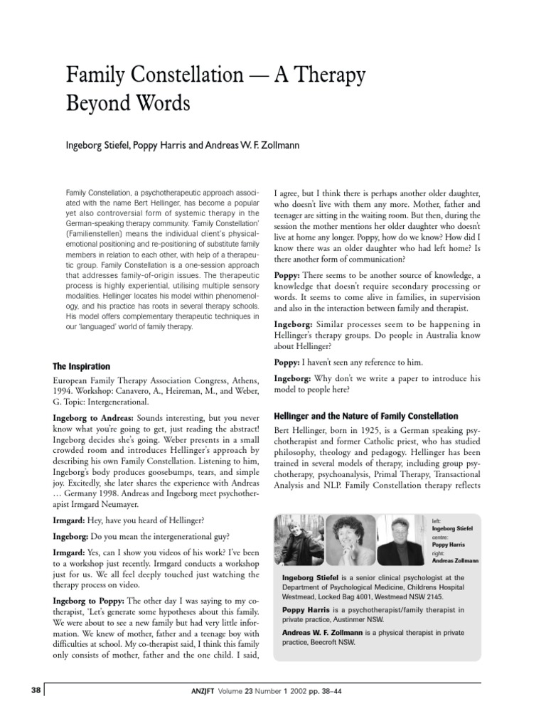 Family Constellation - A Therapy Beyond Words | PDF | Psychotherapy | Family Therapy