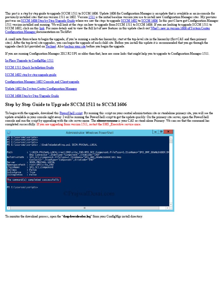 03 Upgrade SCCM 1511 To SCCM 1606 | PDF | Command Line Interface | Operating System Families