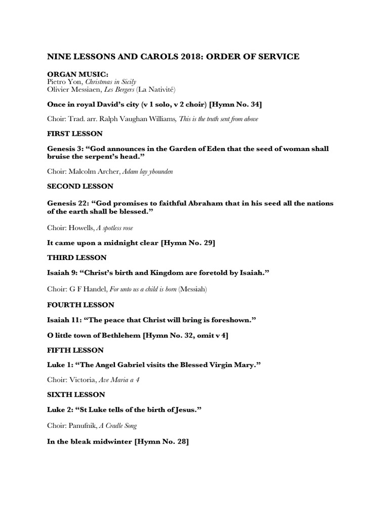 Nine Lessons and Carols 2018 | PDF
