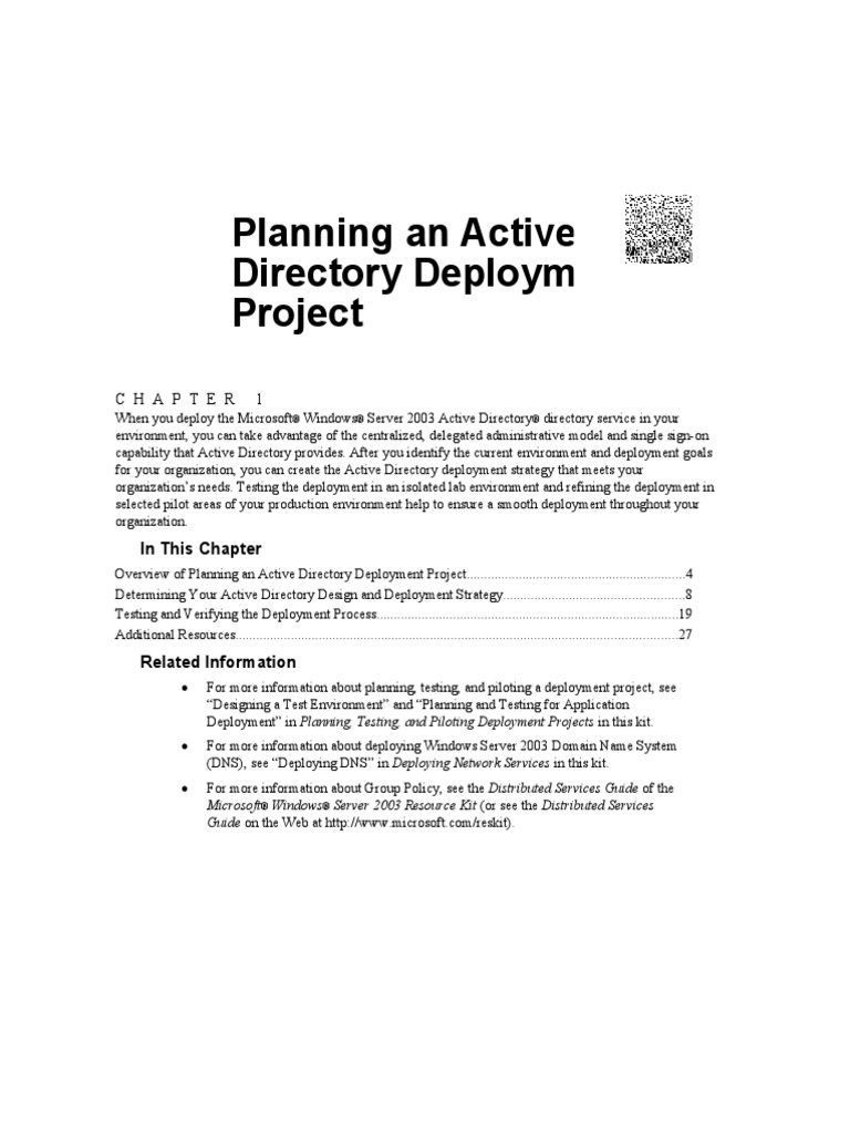 04 CHAPTER 1 Planning an Active Directory Deployment Project | PDF ...