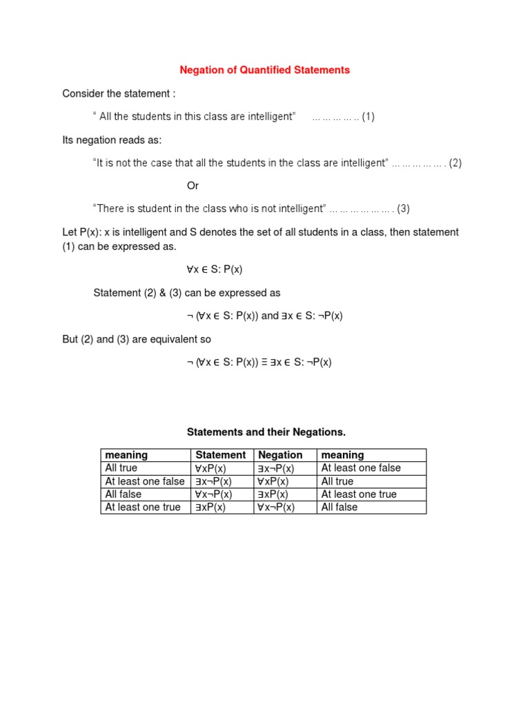 4-Negation of Quantified Statements | PDF | Language Arts & Discipline