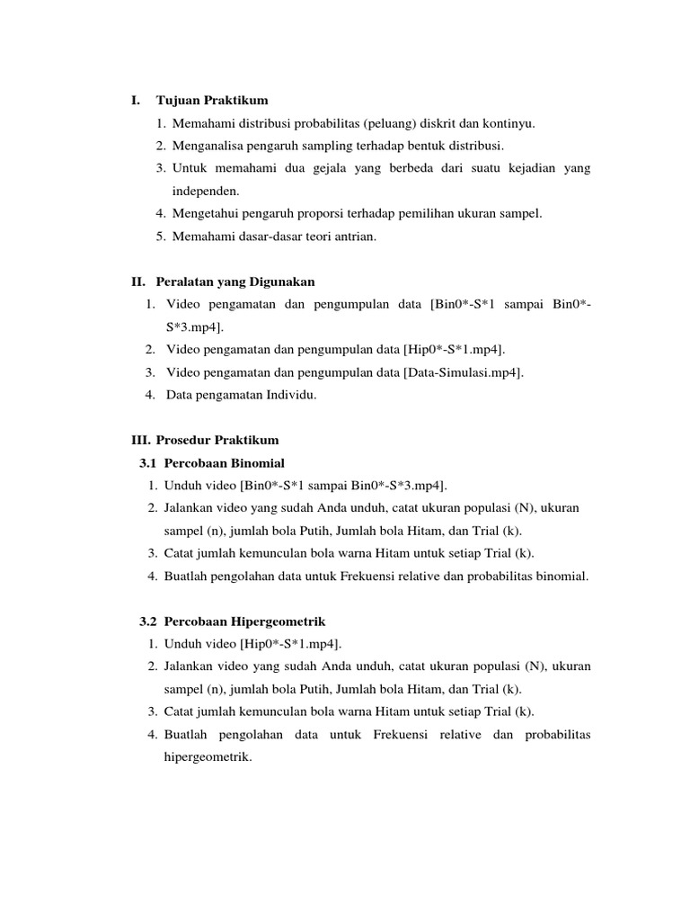 Tugas Pendahuluan Modul III Distribusi Probabilitas 2021 | PDF