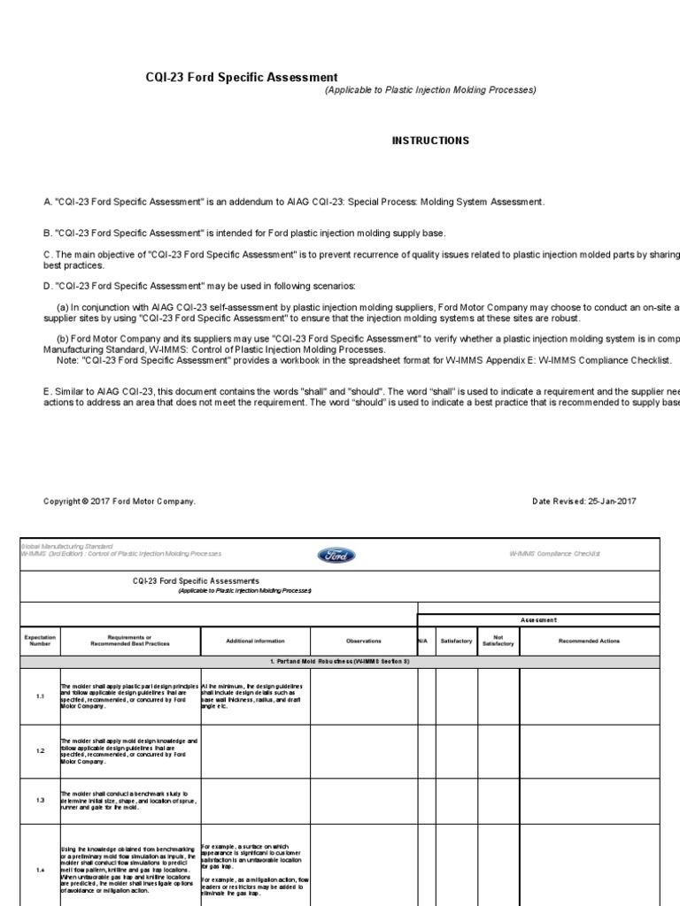 Notes of CQI 23 Ford Specific Assessment | PDF
