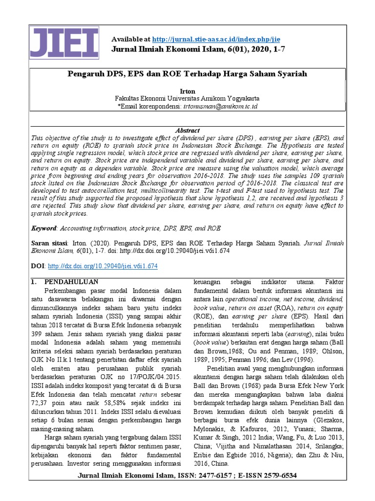 Jurnal 1 Sinta 3 | PDF | Stocks | Dividend