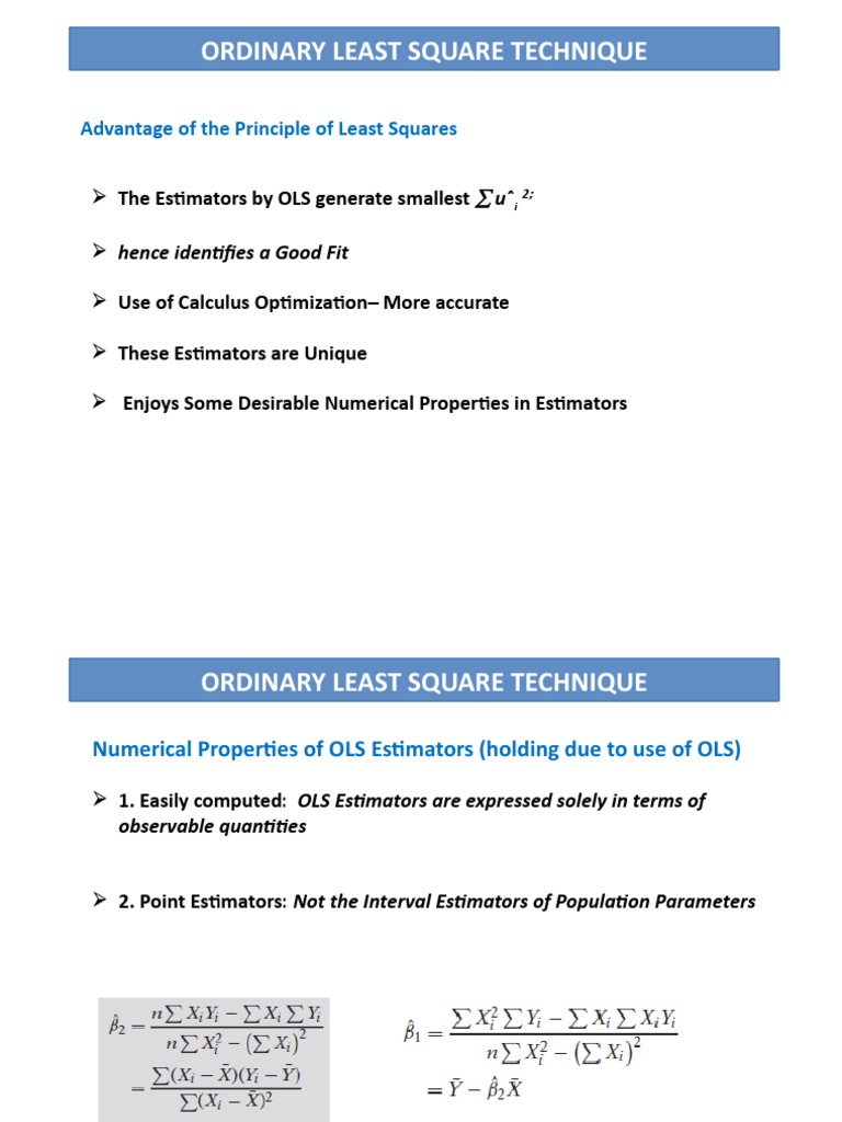 Ordinary Least Square Technique: Advantage of The Principle of Least ...