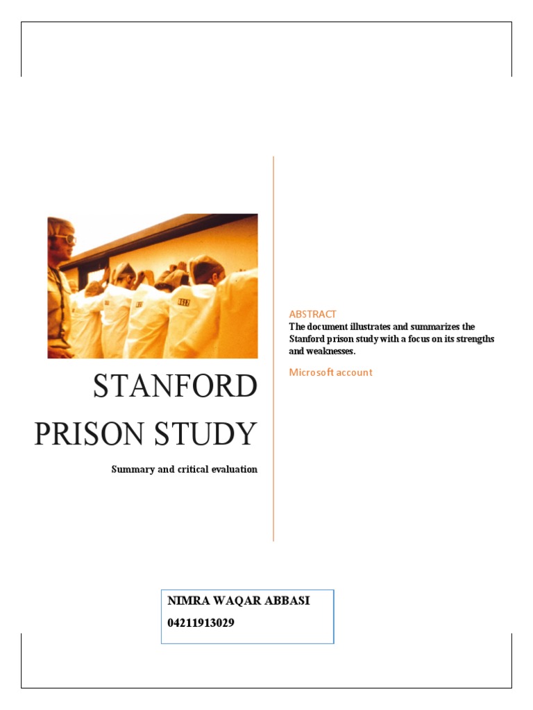 Write Down The Summary of Stanford Prison Experiment | PDF | Experiment ...