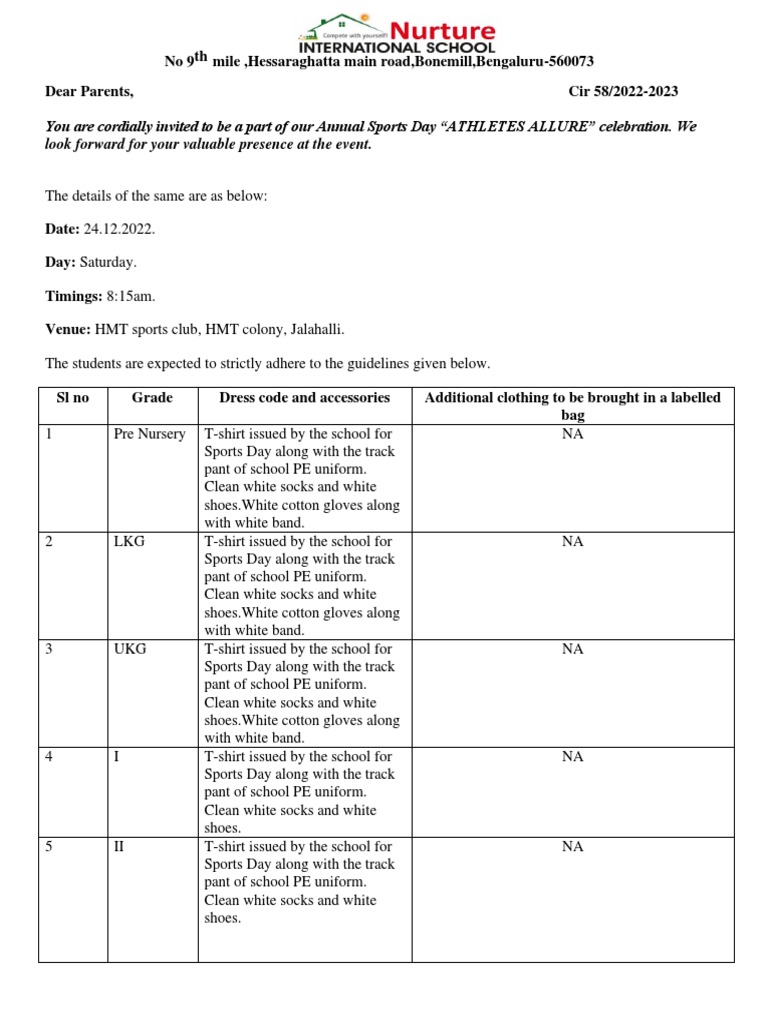 Pre Nursery To Grade 10 Sports Day Circular Circular 58 19.12.2022-1 ...