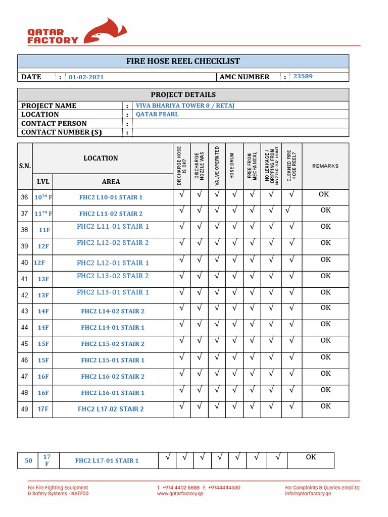 Blank Check List Fire Hose Reel - 2 | PDF | Equipment | Manufactured Goods