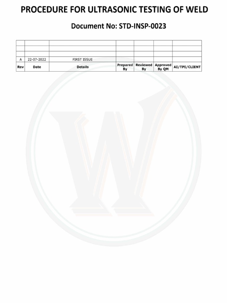 Procedure For Ultrasonic Testing of Weld | PDF