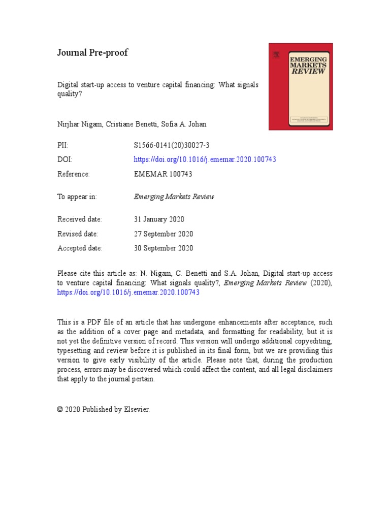 Digital Startup Access To Venture Capital Financing | PDF | Venture ...