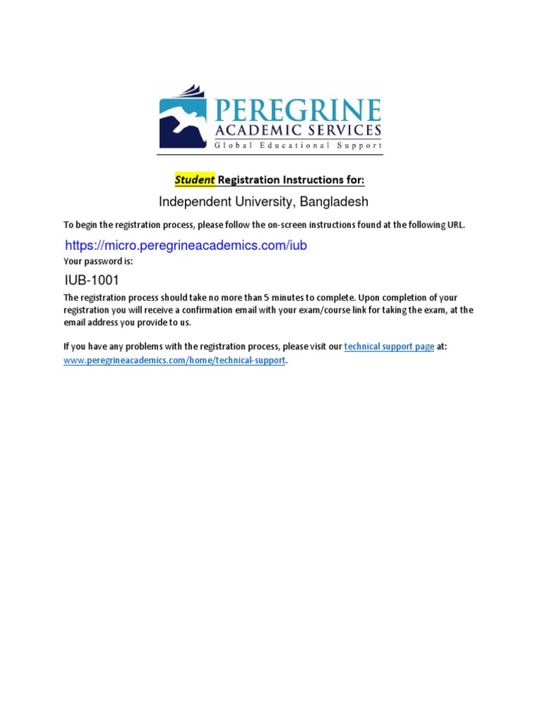 Student Registration Instructions - (IUB) | PDF