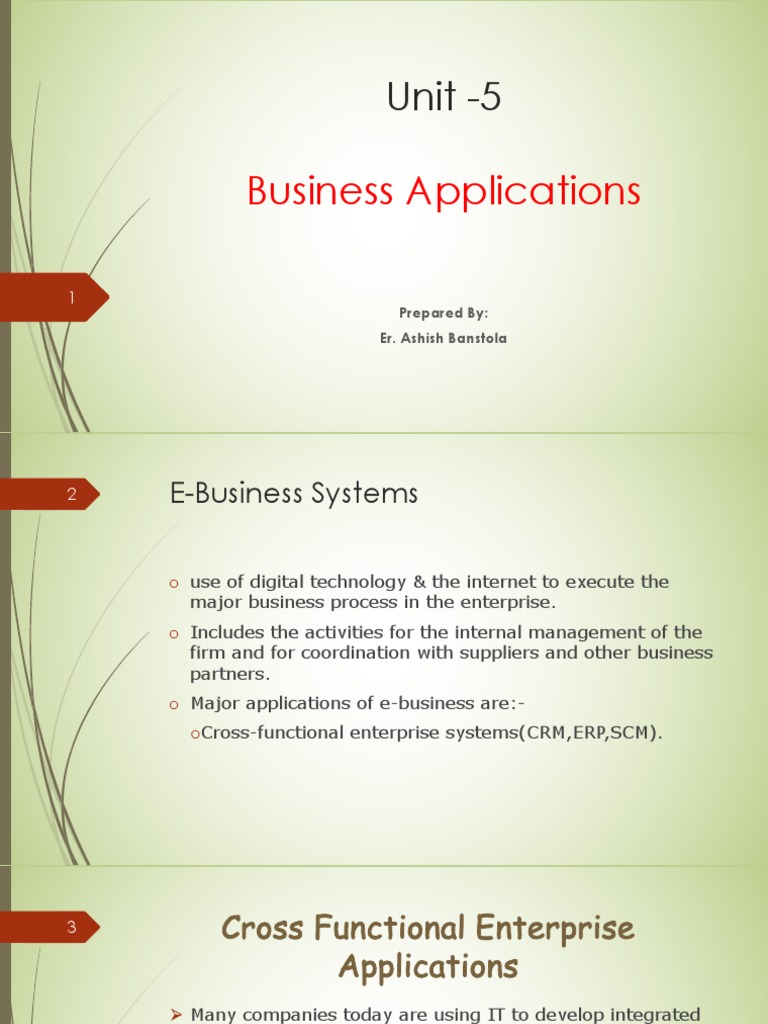 Chapter 5 Business Applications | PDF | Customer Relationship ...