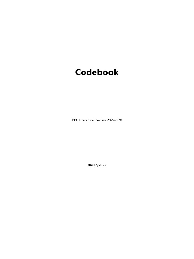 Codebook | PDF