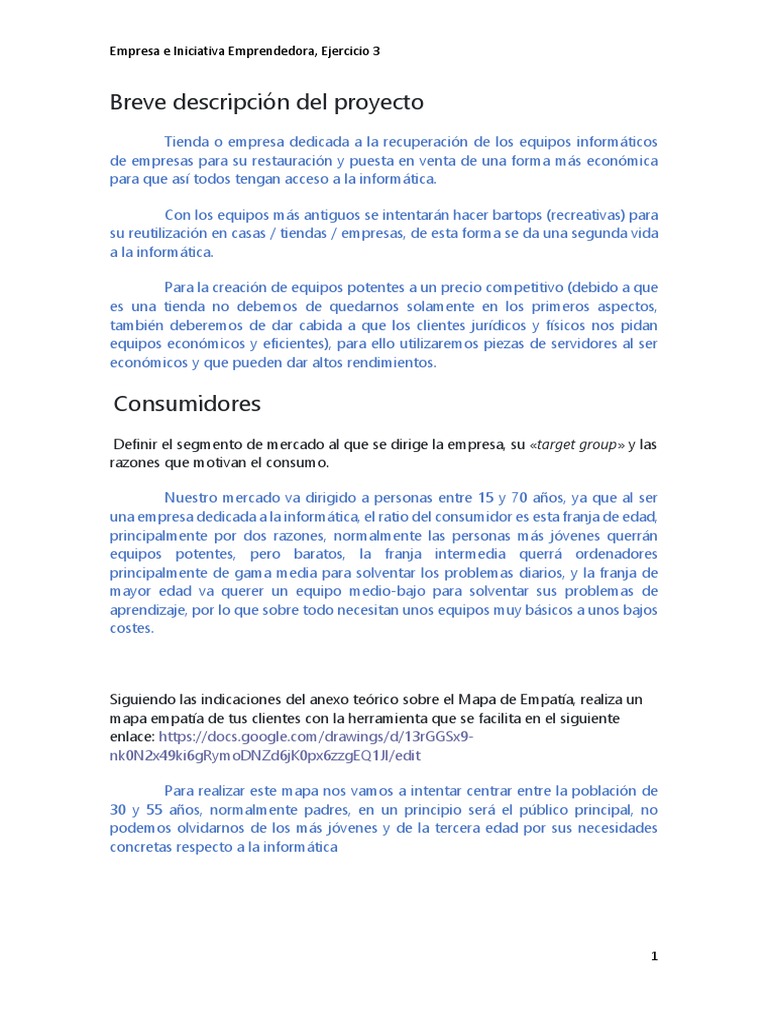 Ejercicio EIE Tema 3 | PDF | Producto (Negocio) | Iniciativa empresarial